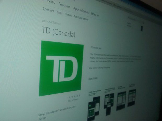 TD Bank (Canada) app for Windows Phone finally available