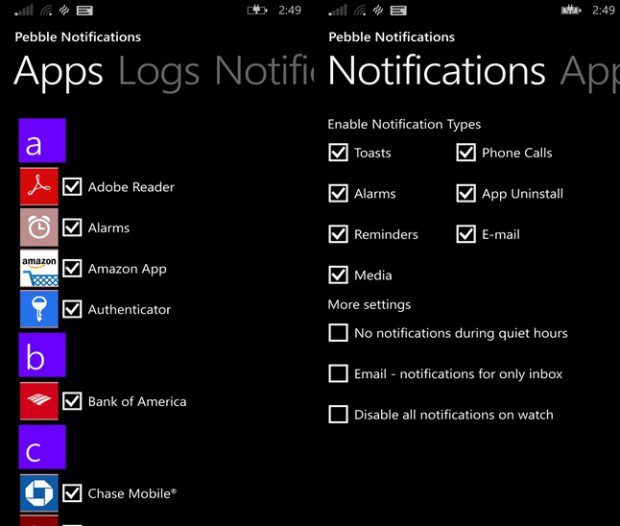 Microsoft Testing Pebble Notifications App Internally For Windows Phone ... Microsoft Testing Pebble Notifications App Internally For Windows Phone ...