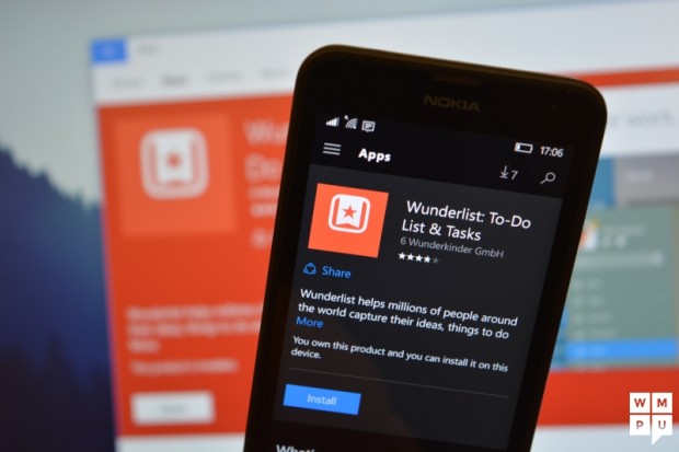 Microsoft offers up an update on the Windows 10 Mobile Wunderlist app