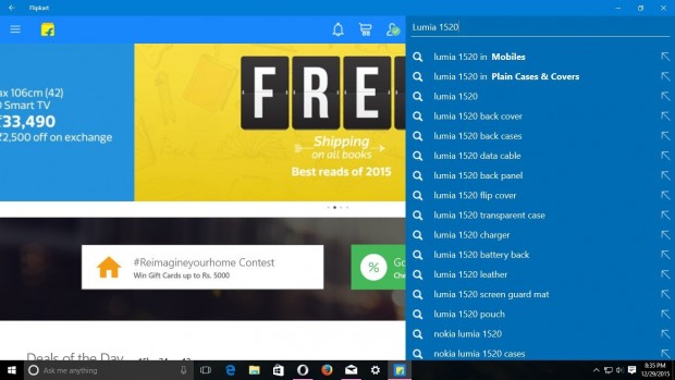 Screenshots of Flipkart's new Universal Windows App leak