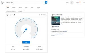 Microsoft Bing already has an internet speed tool built into search results