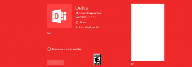 Universal Delve app spotted in the Windows Store, remains "unavailable"