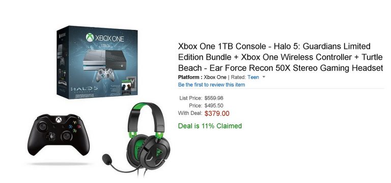 Lightning Deal: Xbox One 1TB Console Halo 5: Guardians Limited Edition ...