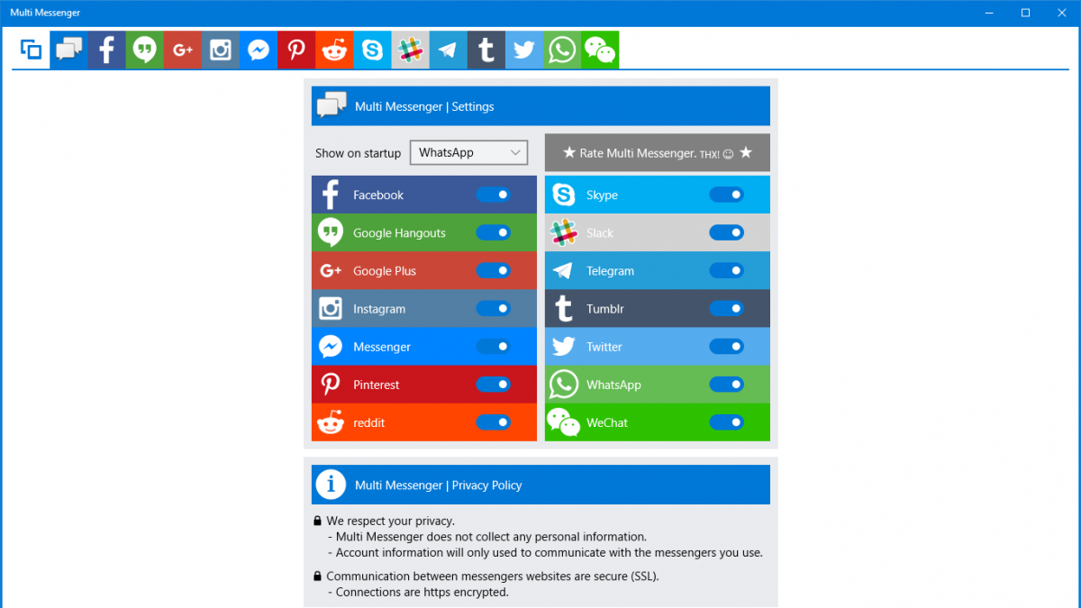 Developer Submission: Multi Messenger 1.0 for Windows 10 released