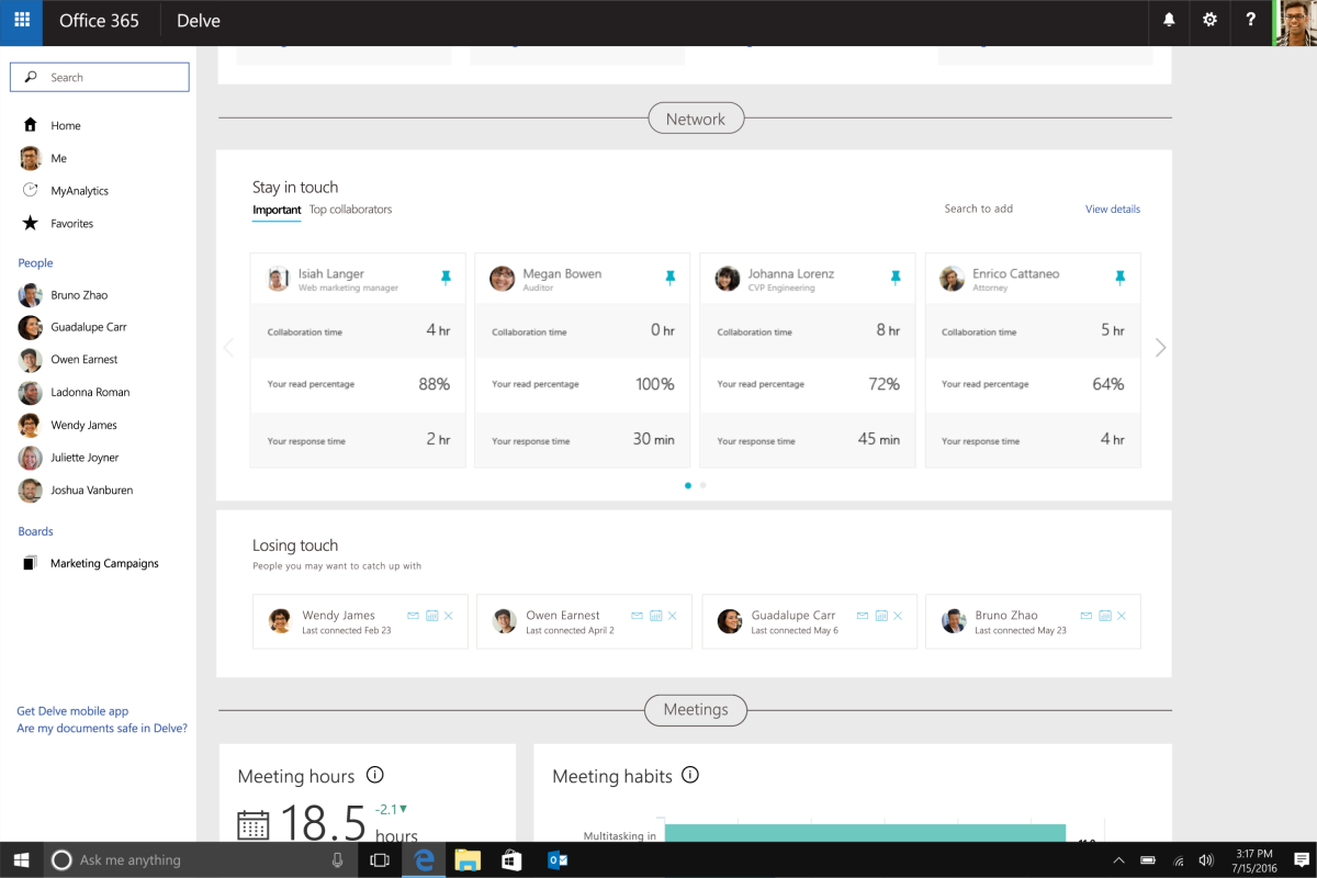 Microsoft renames Delve Analytics to MyAnalytics, announces new features