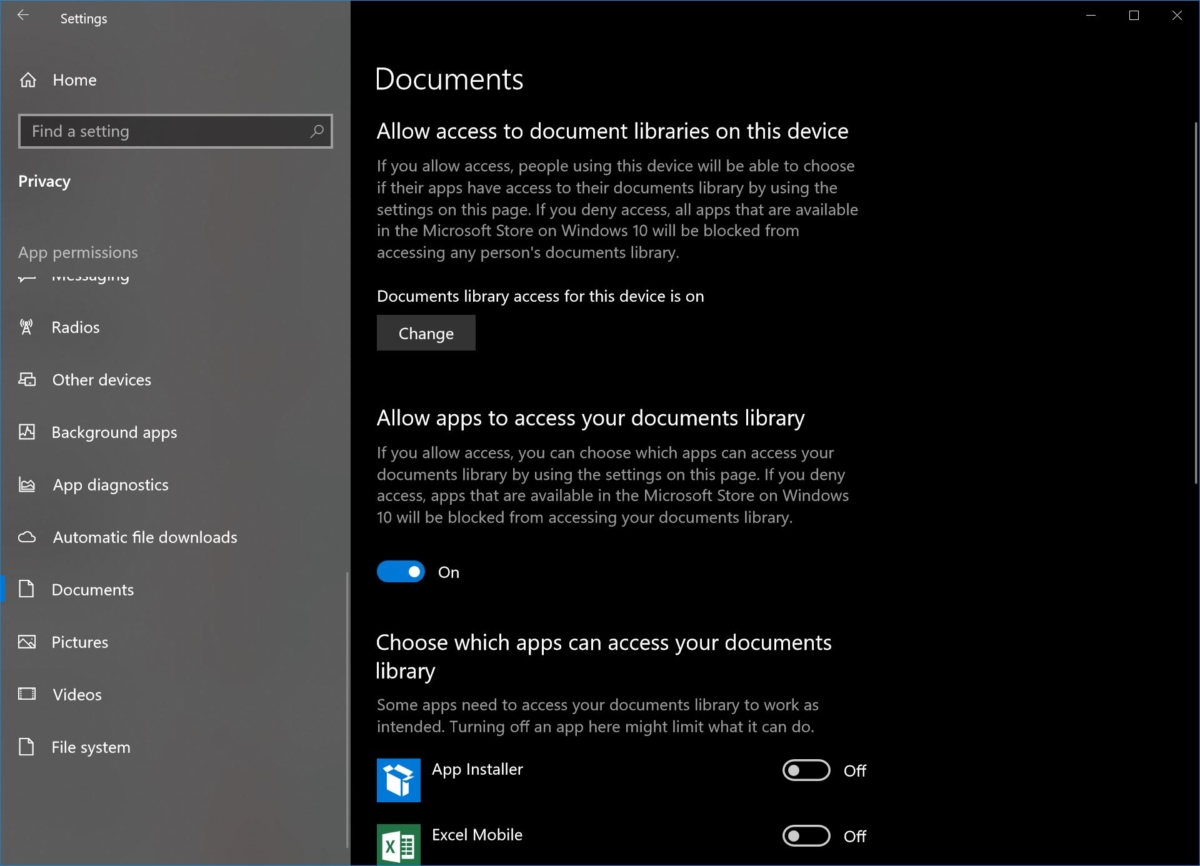 How to control app access to your document library with Windows 10 ...