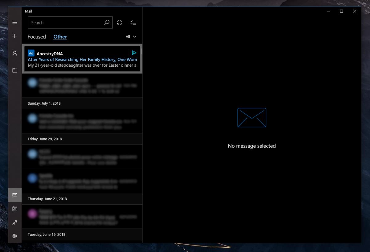 Microsoft testing Ad banner in Mail and Calendar app