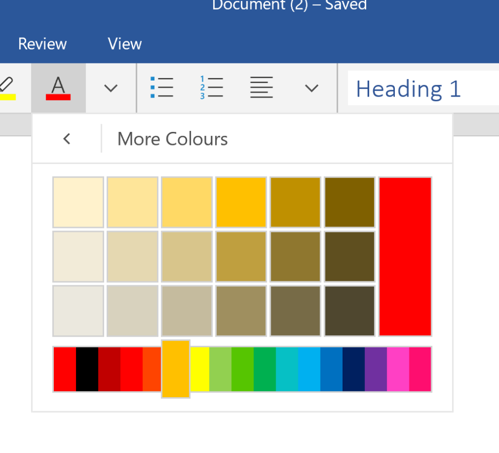 Microsoft's Word UWP app is getting a really cool radial colour picker