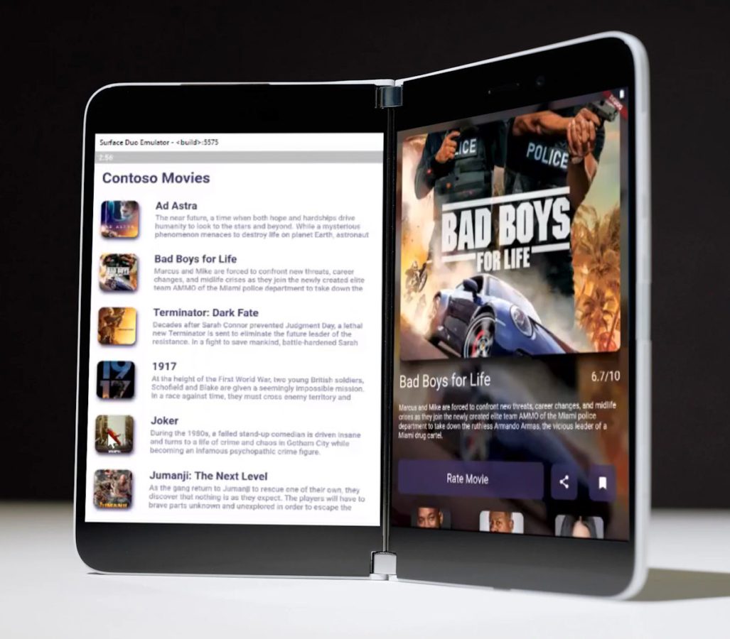 Demo app shows off dual-screen working on the Microsoft Surface Duo
