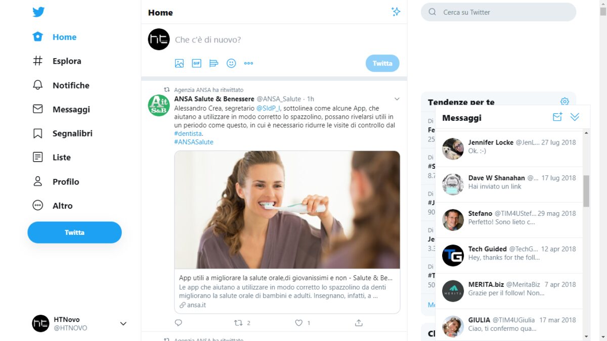Twitter introduces new Messages section