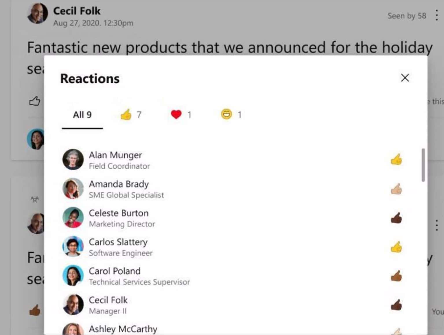 Microsoft rolling out reactions to all Yammer users