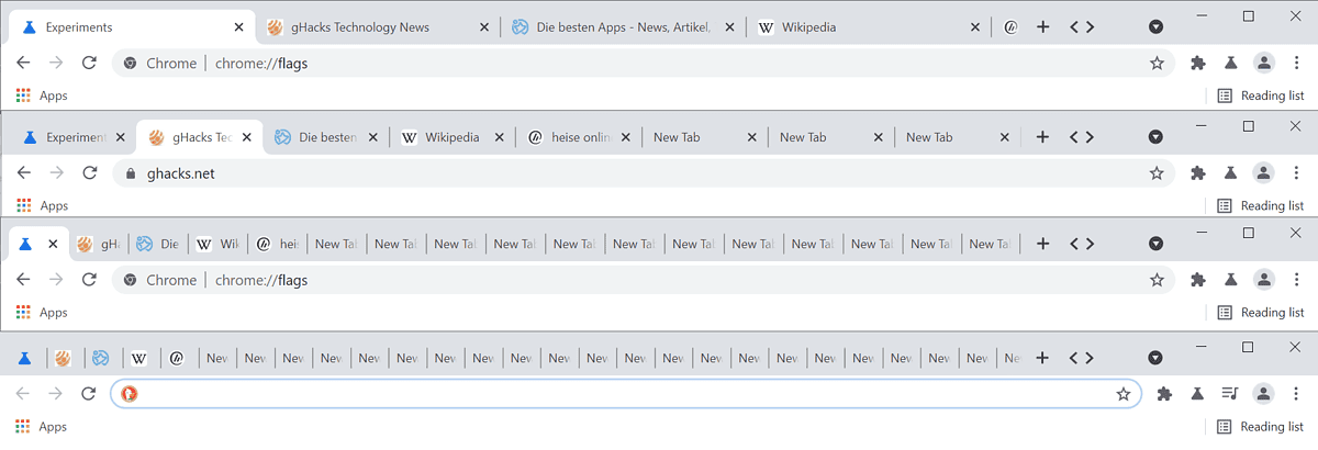 Google is testing new tab size options for Chrome