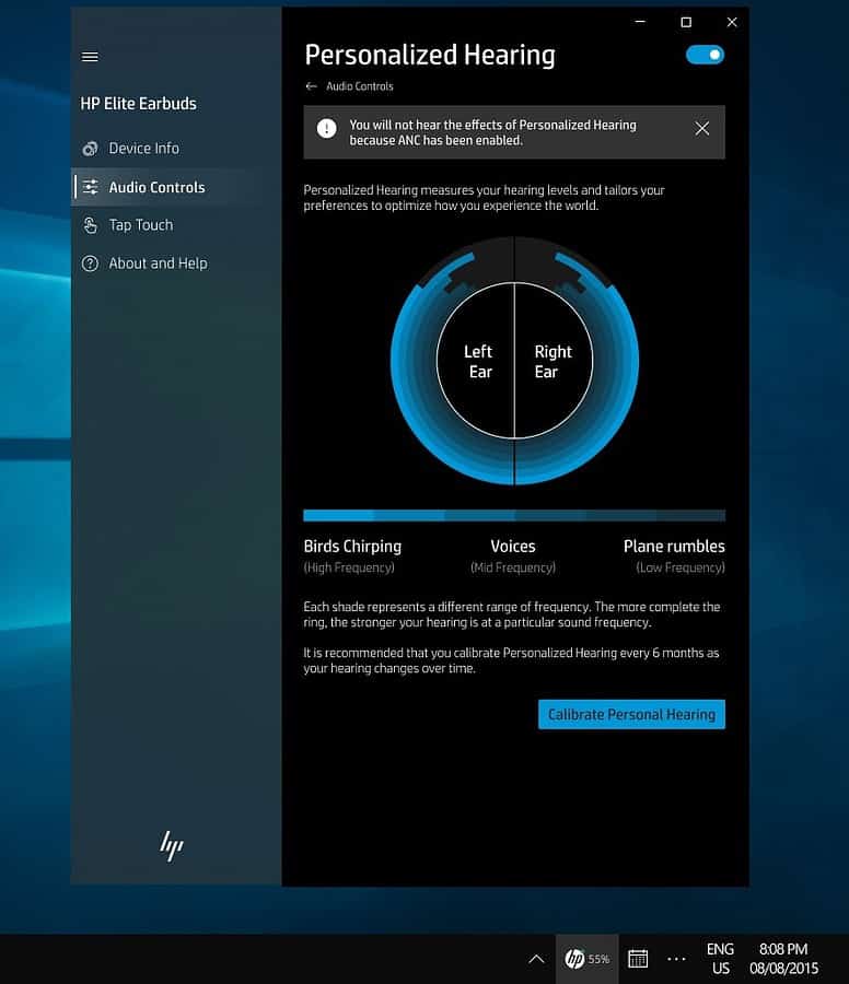 Windows 10 App reveals capabilities of HP's Elite Wireless Earbuds