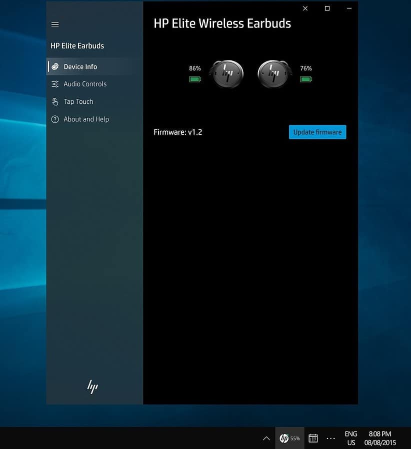 Windows 10 App reveals capabilities of HP's Elite Wireless Earbuds