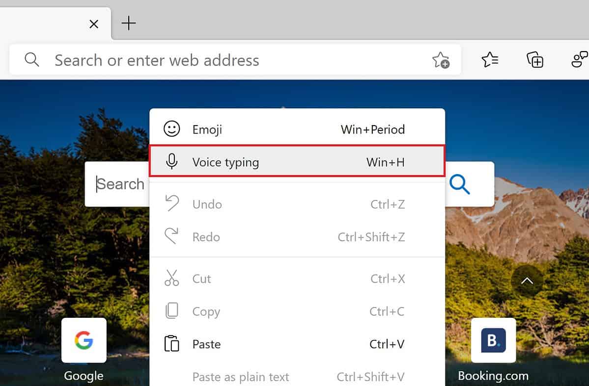 Voice Typing now being offered in text fields in Edge Canary