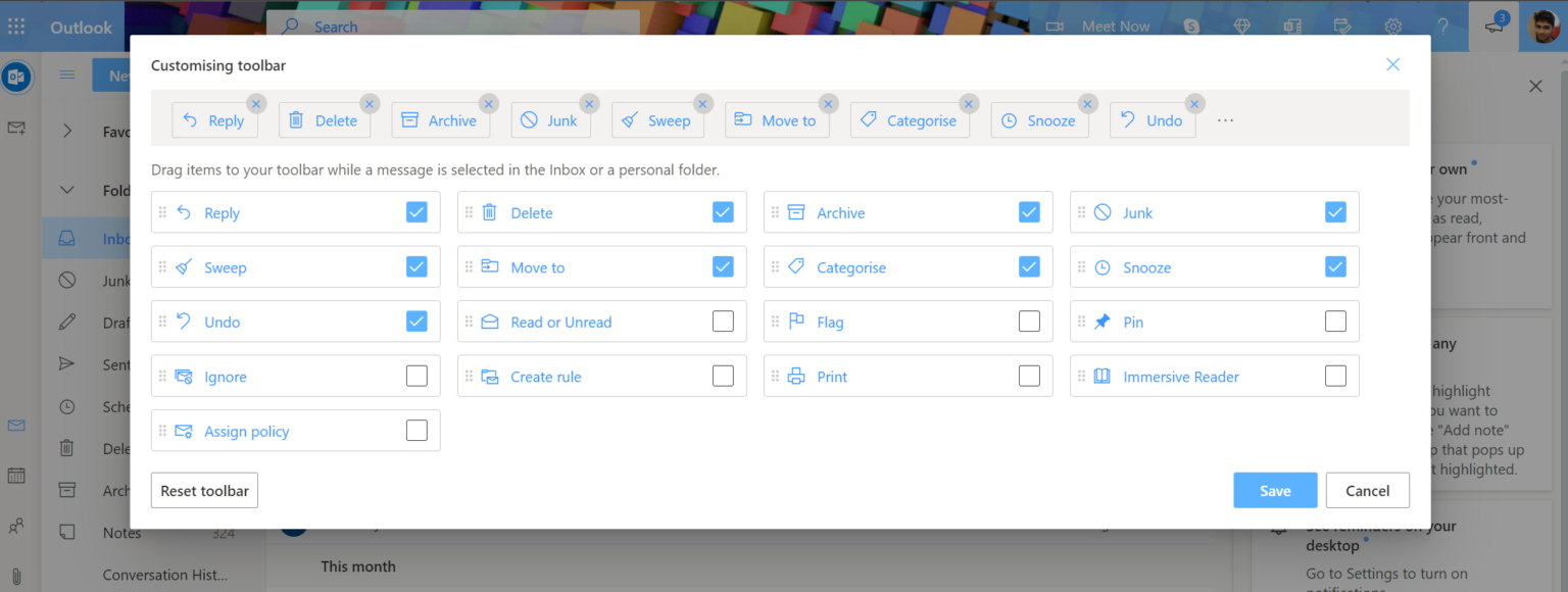 Microsoft Outlook web now lets you customize the toolbar