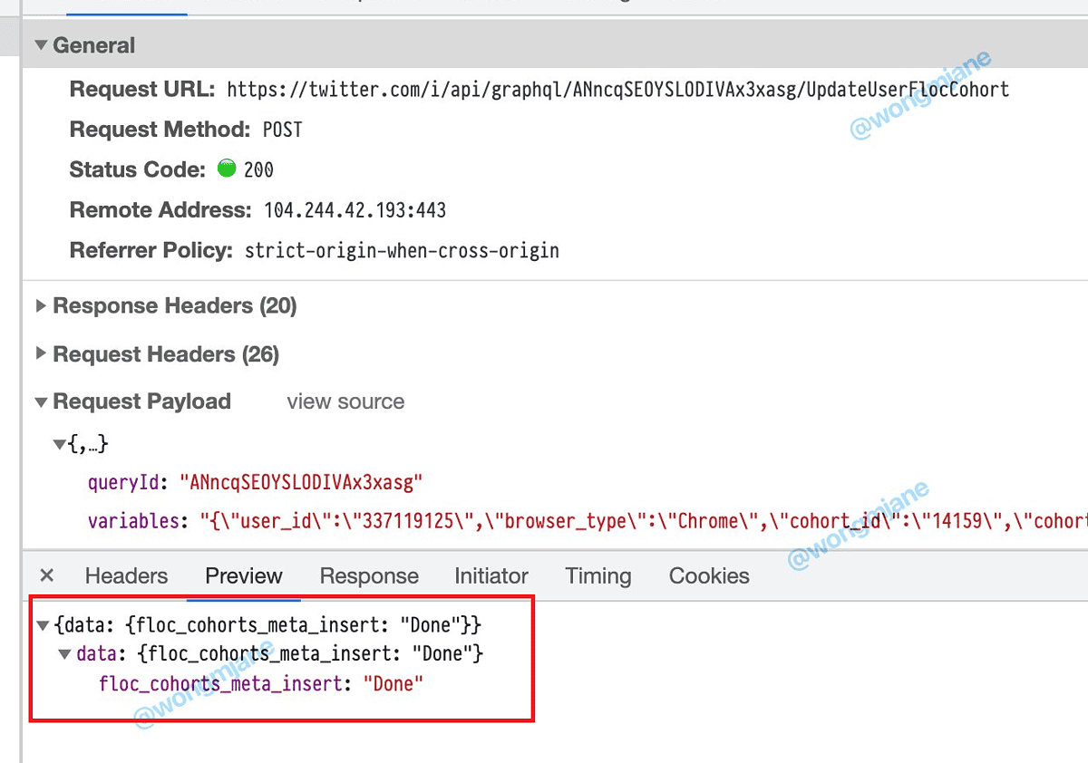 Twitter removed FLoC support from its website