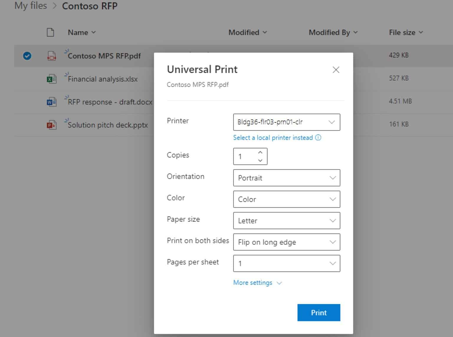 Microsoft's Universal Print now supported in OneDrive on the web