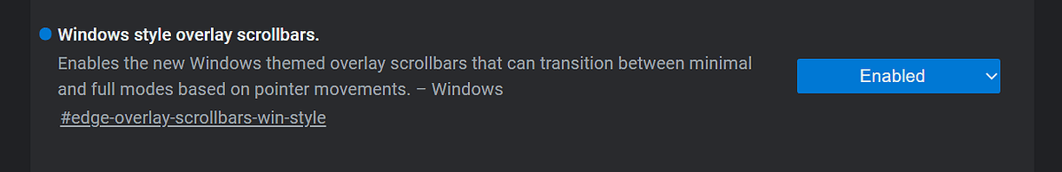New rounded overlay scrollbar flag now available in Edge Canary.