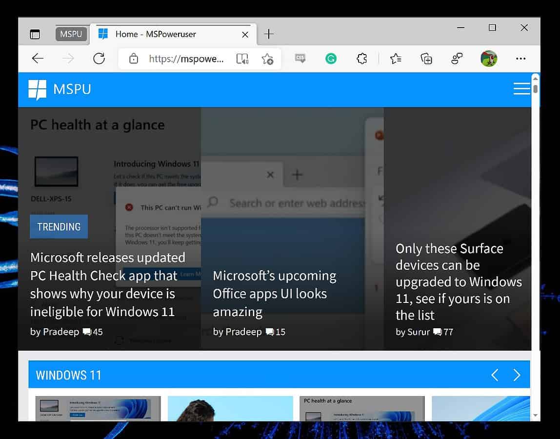 New auto-hiding rounded scroll bar now available in Edge Canary.