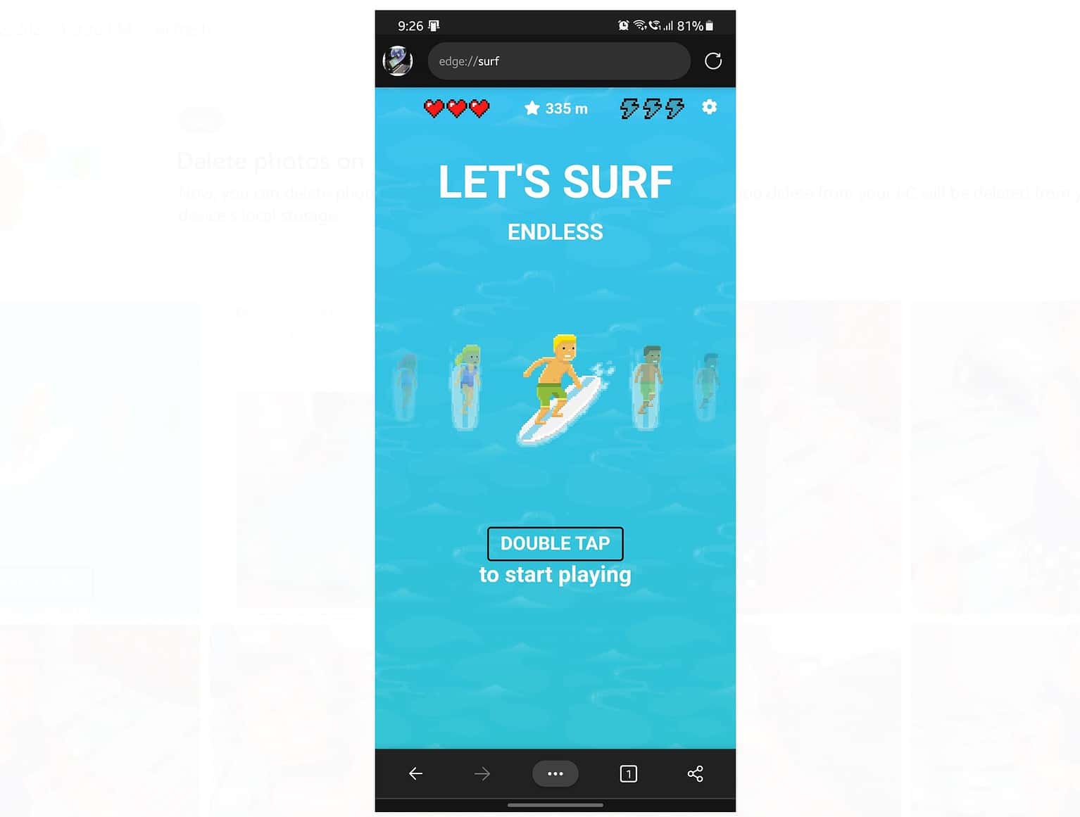 Microsoft Edge Surf game now available on Android for Canary channel users