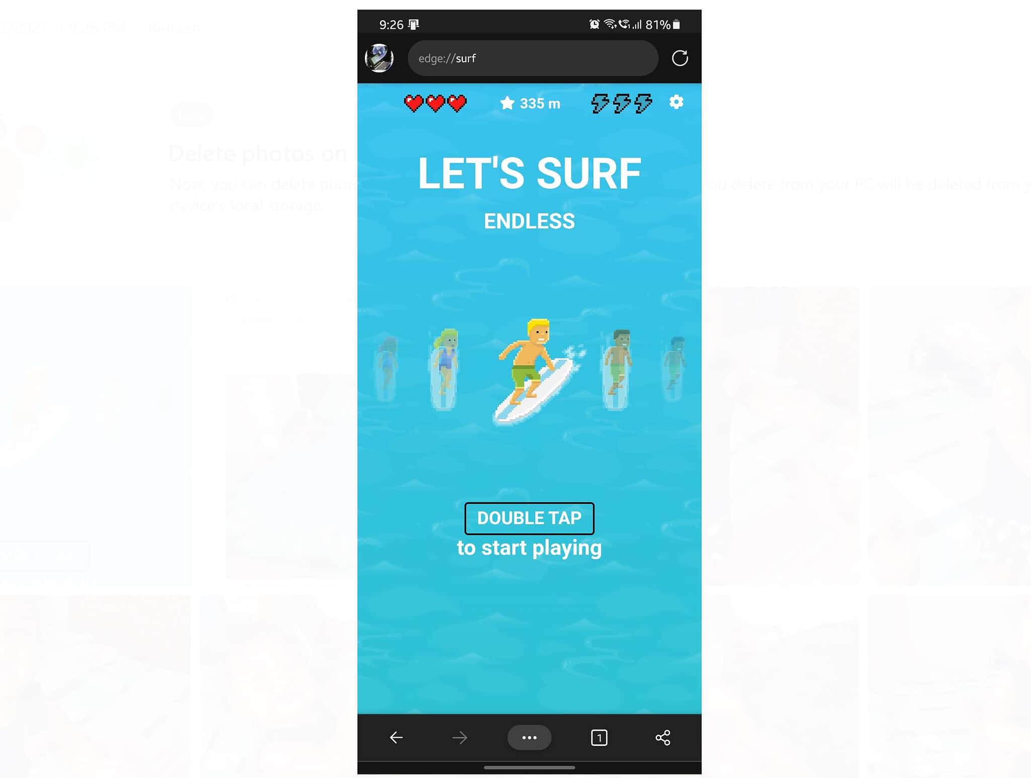 Microsoft Edge Surf game now available on Android for Canary channel users