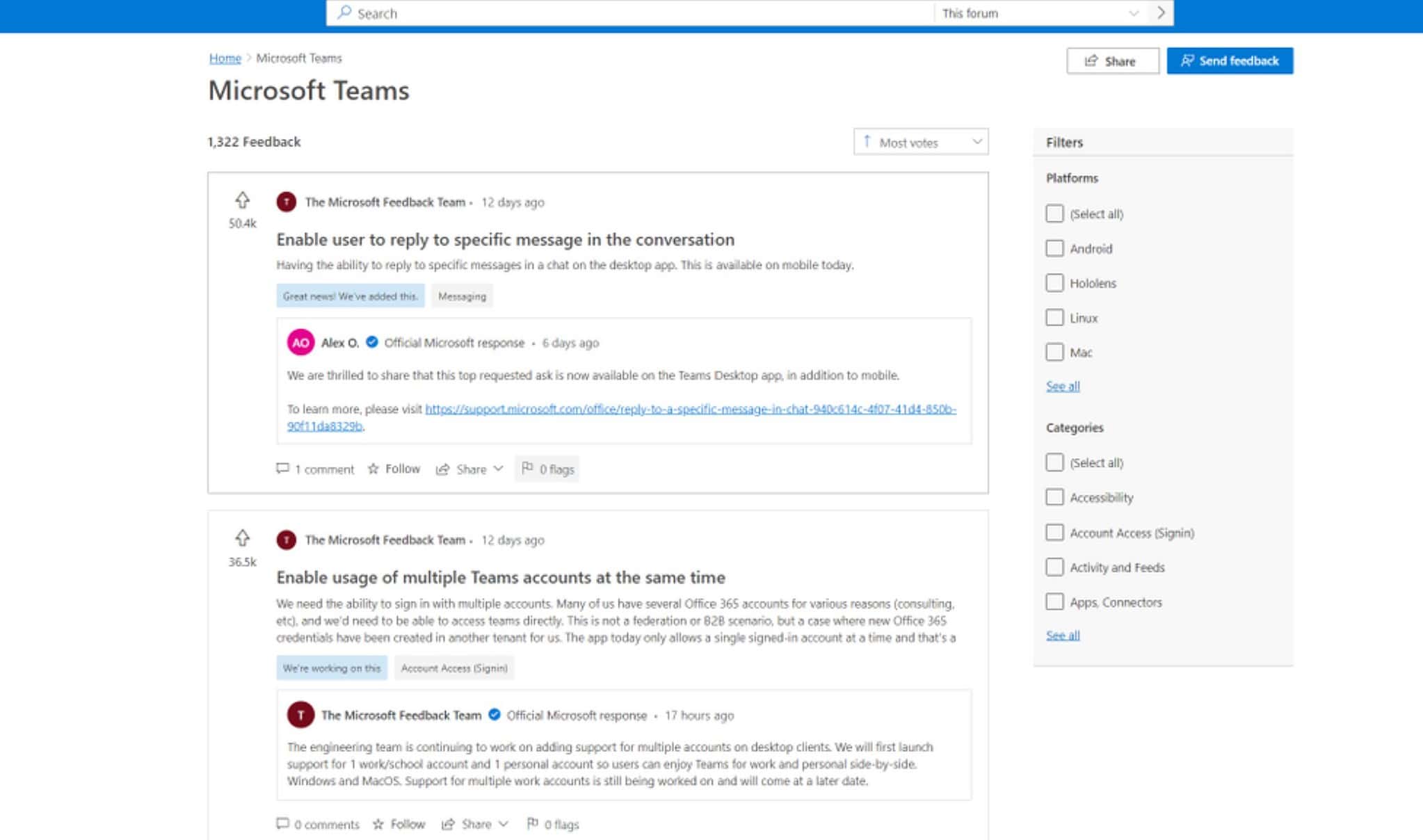Microsoft launches new Feedback experience on the web for Teams and Edge