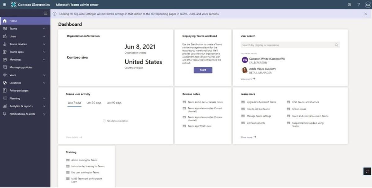 Microsoft releases updated navigation in Microsoft Teams admin center