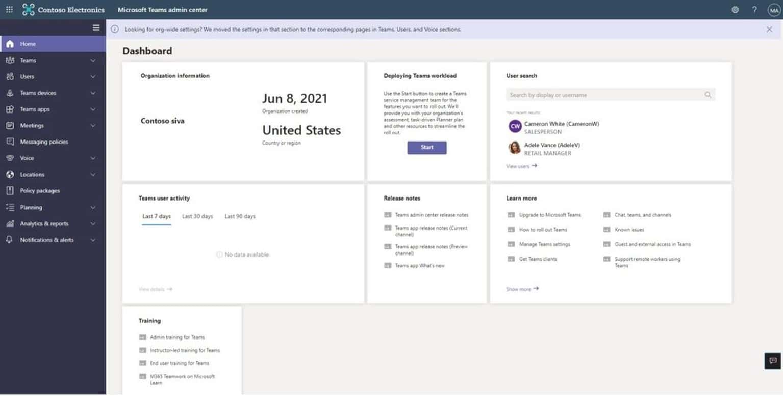 Microsoft releases updated navigation in Microsoft Teams admin center