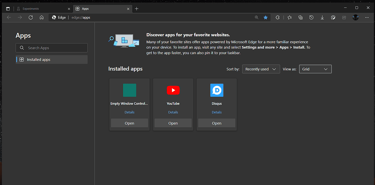 Microsoft has updated the Edge Apps page with "refreshed experience"