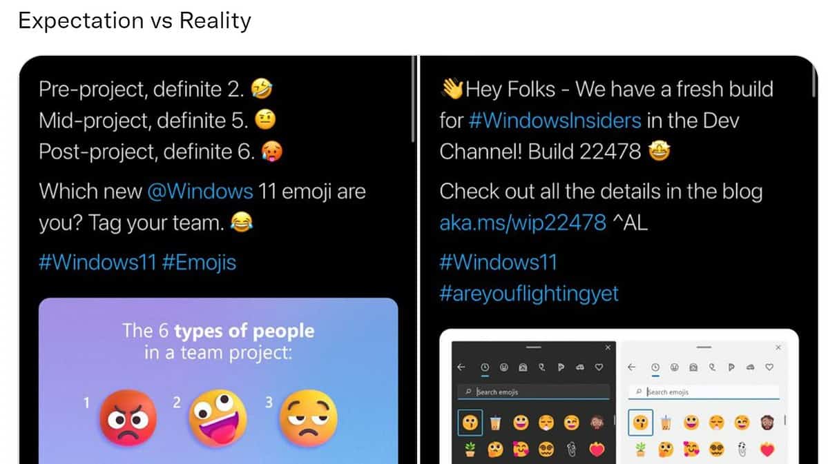 Expectation vs Reality: Windows 11 users upset by emoji bait and switch