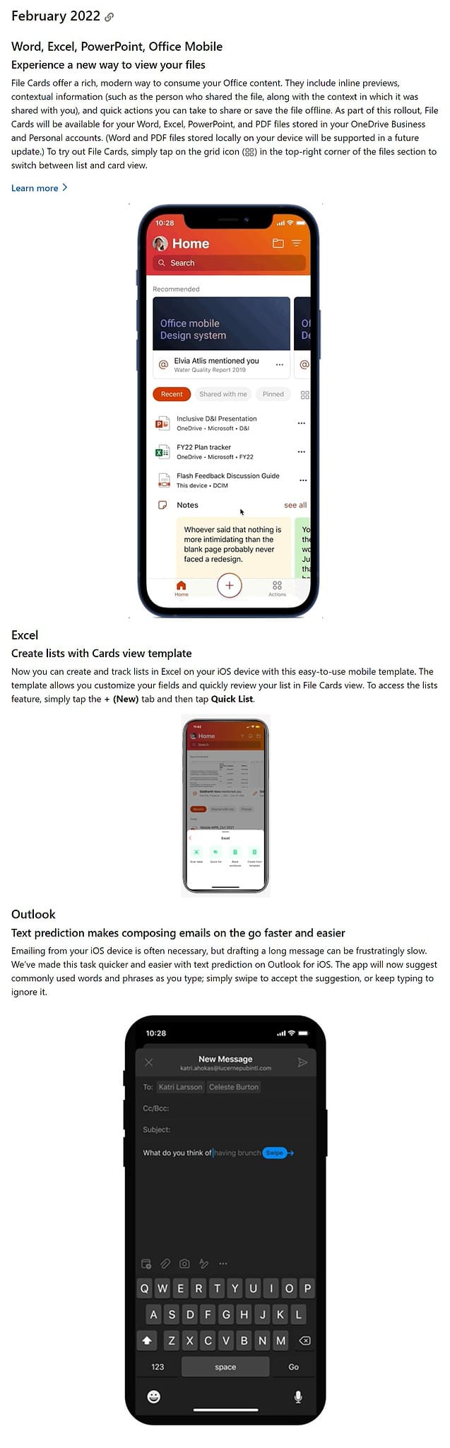 New iOS Office Insider update brings File Cards, text prediction, and more