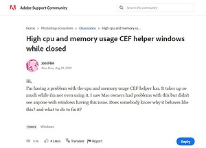 Solutions for Adobe CEF Helper high CPU usage on Windows