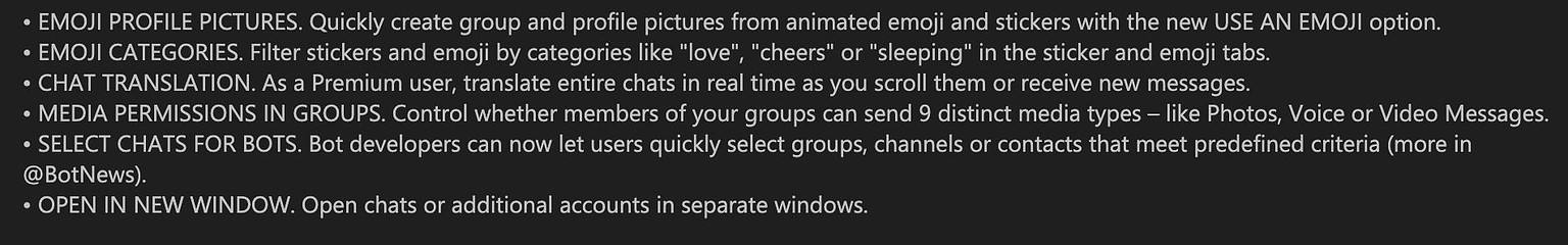 Telegram Desktop app on Windows gets updated with many new features