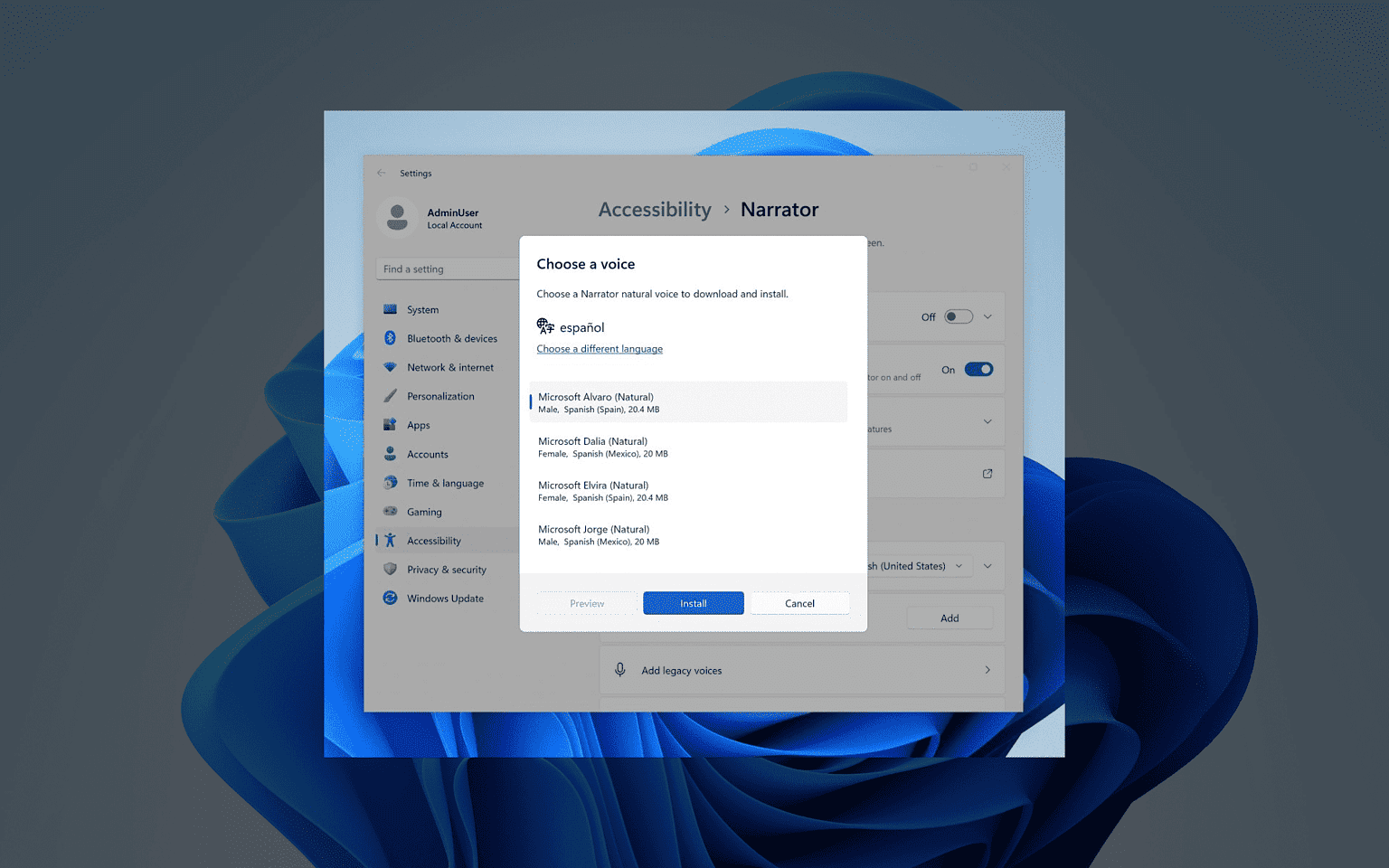 Want better narrator voice support? Install KB5027305