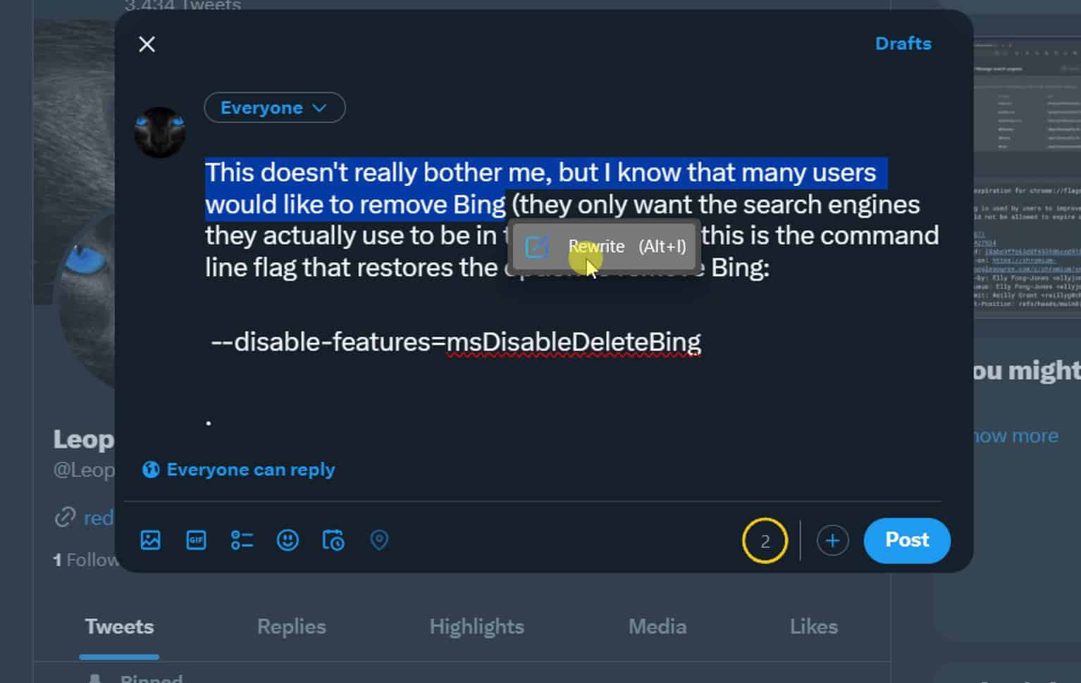Microsoft Edge is testing super-useful Bing Rewrite feature
