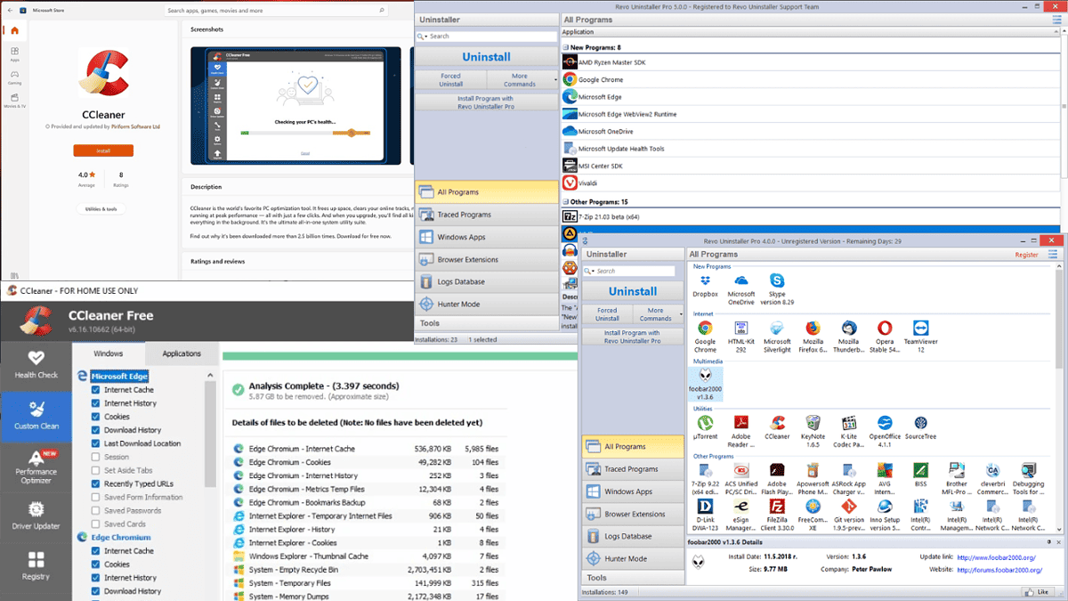 CCleaner vs Revo Uninstaller - Detailed Comparison