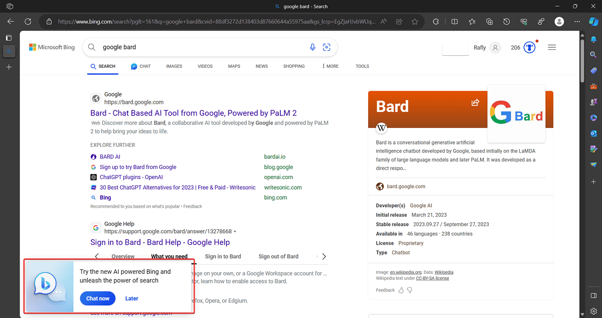 Microsoft pushes Bing Chat when users try Google Bard on Edge browser ... Microsoft pushes Bing Chat when users try Google Bard on Edge browser ...