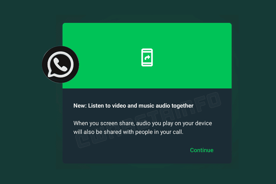 WhatsApp testing audio sharing during video call screen share