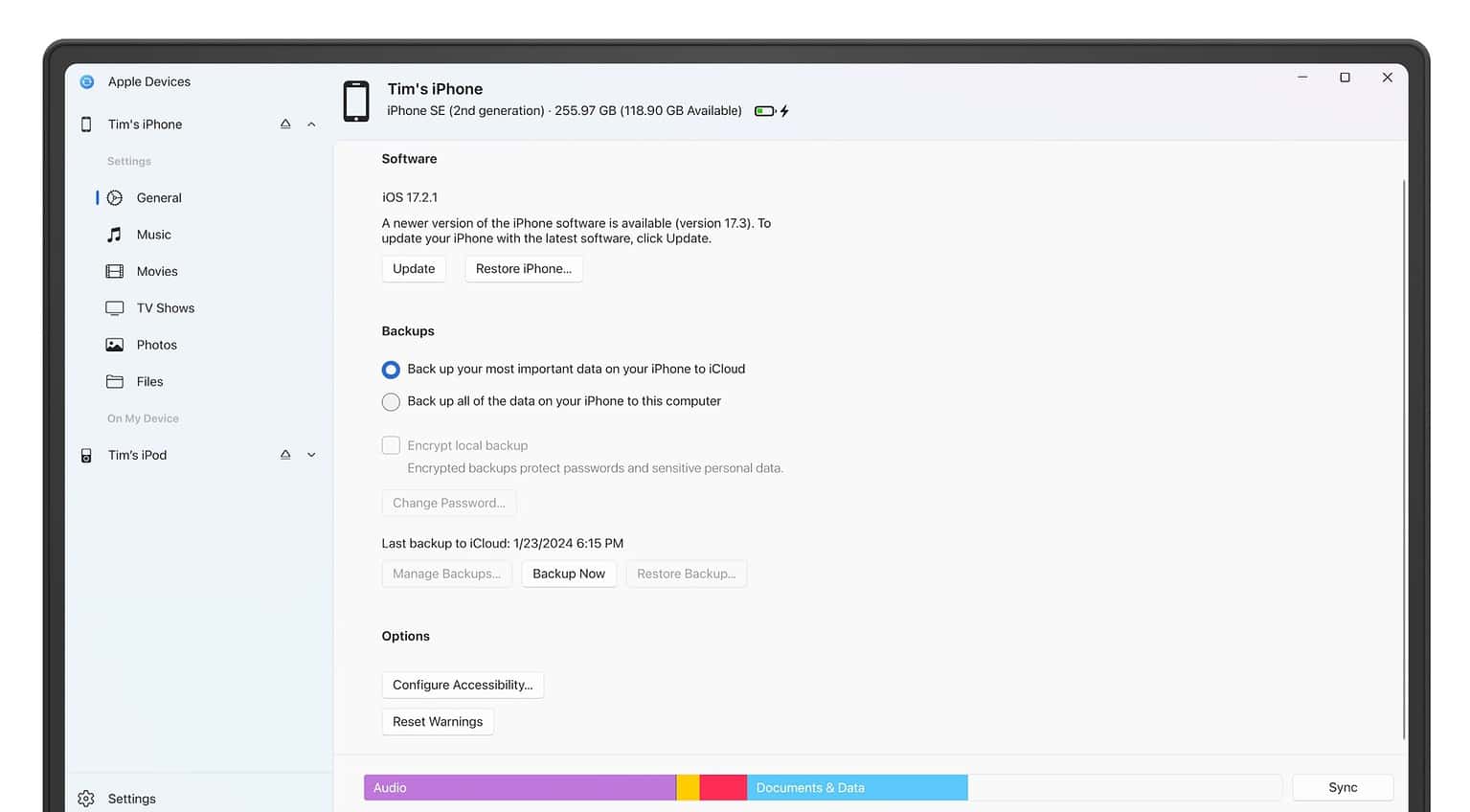 Manage iPhone and iPad from your PC with Apple Devices app
