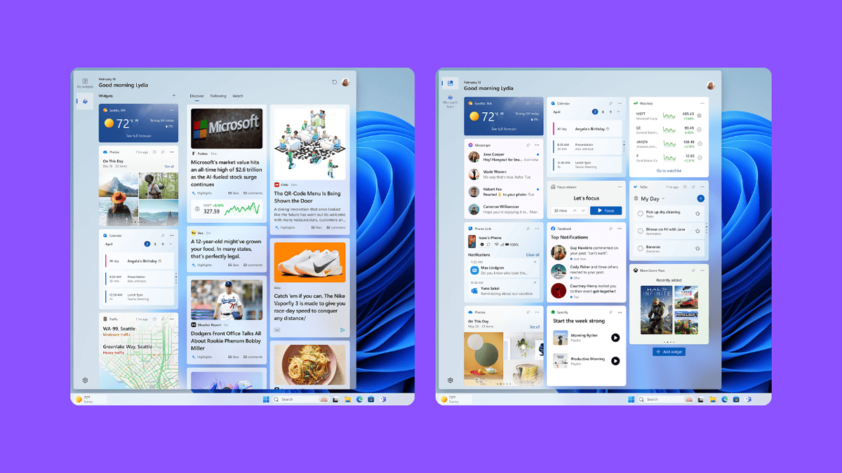 Microsoft divides the Widgets Board in two on the latest Windows 11 ...