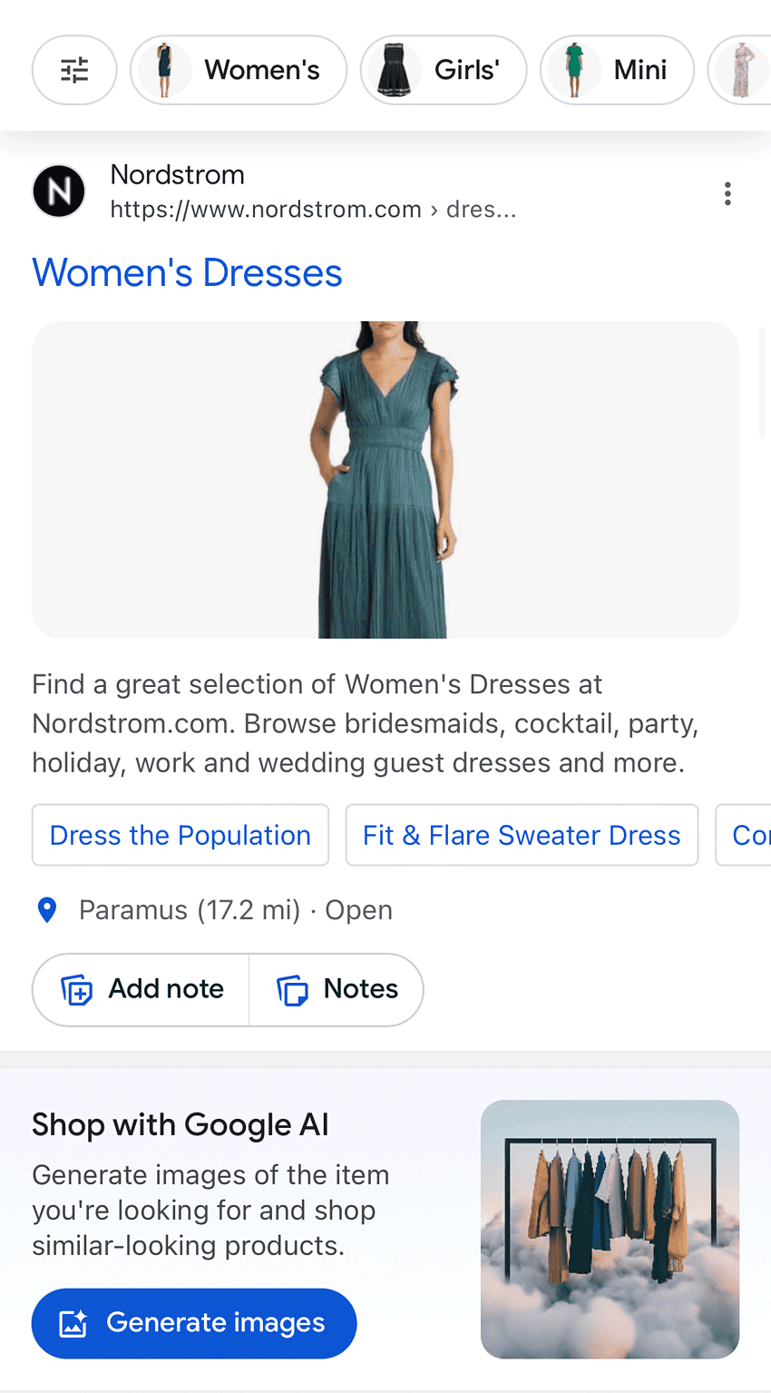 Some users starts to get "Shop with Google Al" on Google Search ...