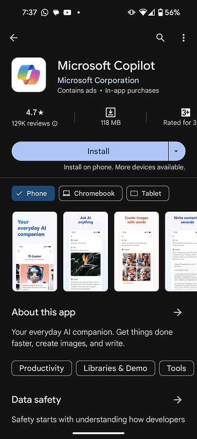How to set Copilot as digital assistant on Android