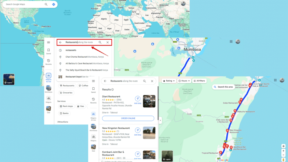 How To Find Restaurants Along a Route on Google Maps Easily