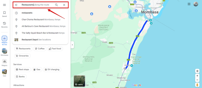How To Find Restaurants Along a Route on Google Maps Easily