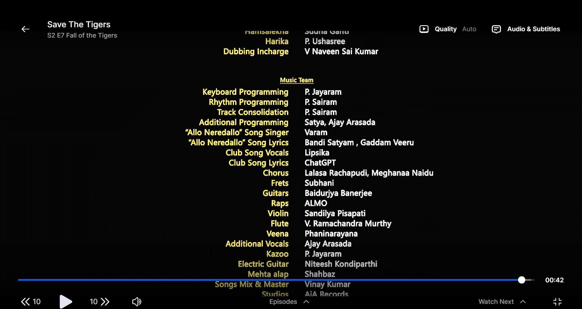 ChatGPT visible in the end show credits of a TV show