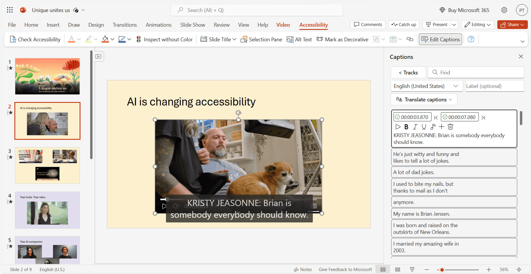 Users can now caption videos in PowerPoint for the web