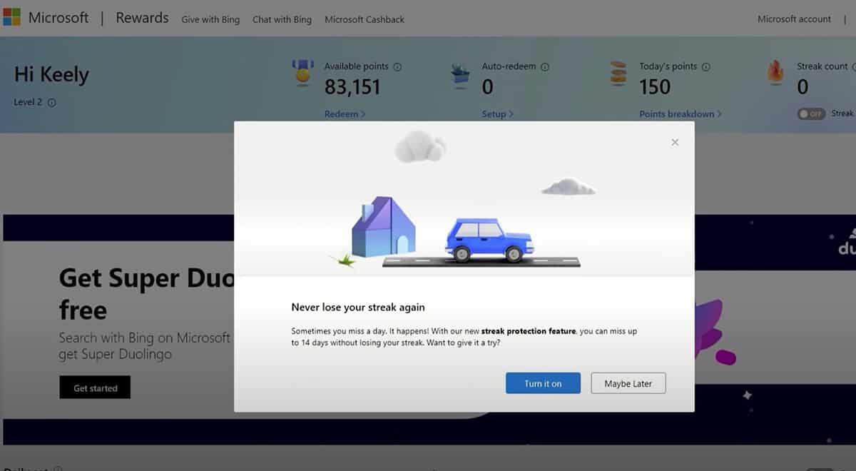 Microsoft Rewards gets two new features to improve daily streak bonuses