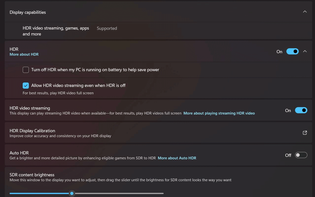 Recent Windows 11 beta build tests new HDR video streaming setting