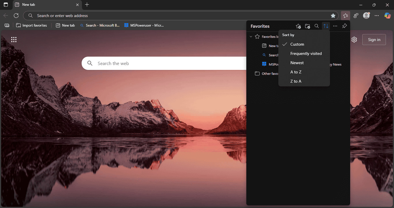 Microsoft Edge Is Finally Testing New Sorting Options For Favorites